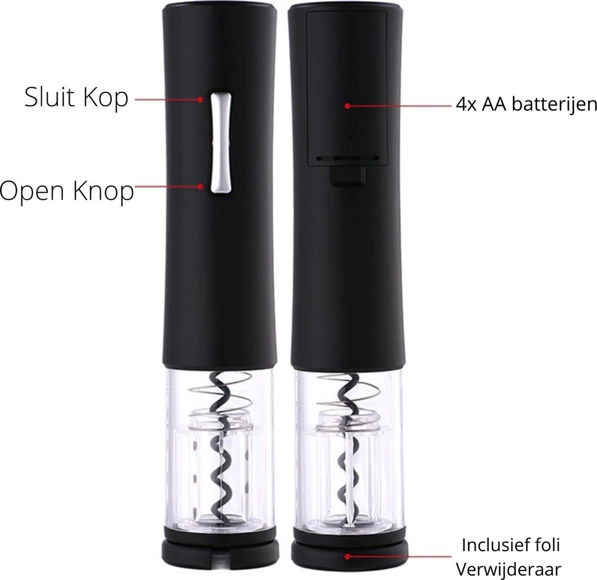 Ouvre-vin électrique Dener® - Zwart - Ouvre-bouchon - Ouvre-bouteille ...