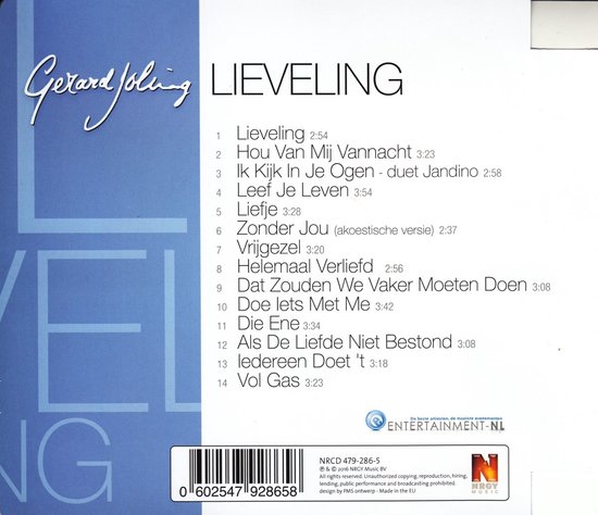 Gerard Joling - Lieveling (CD), Gerard Joling | CD (album) | Muziek ...