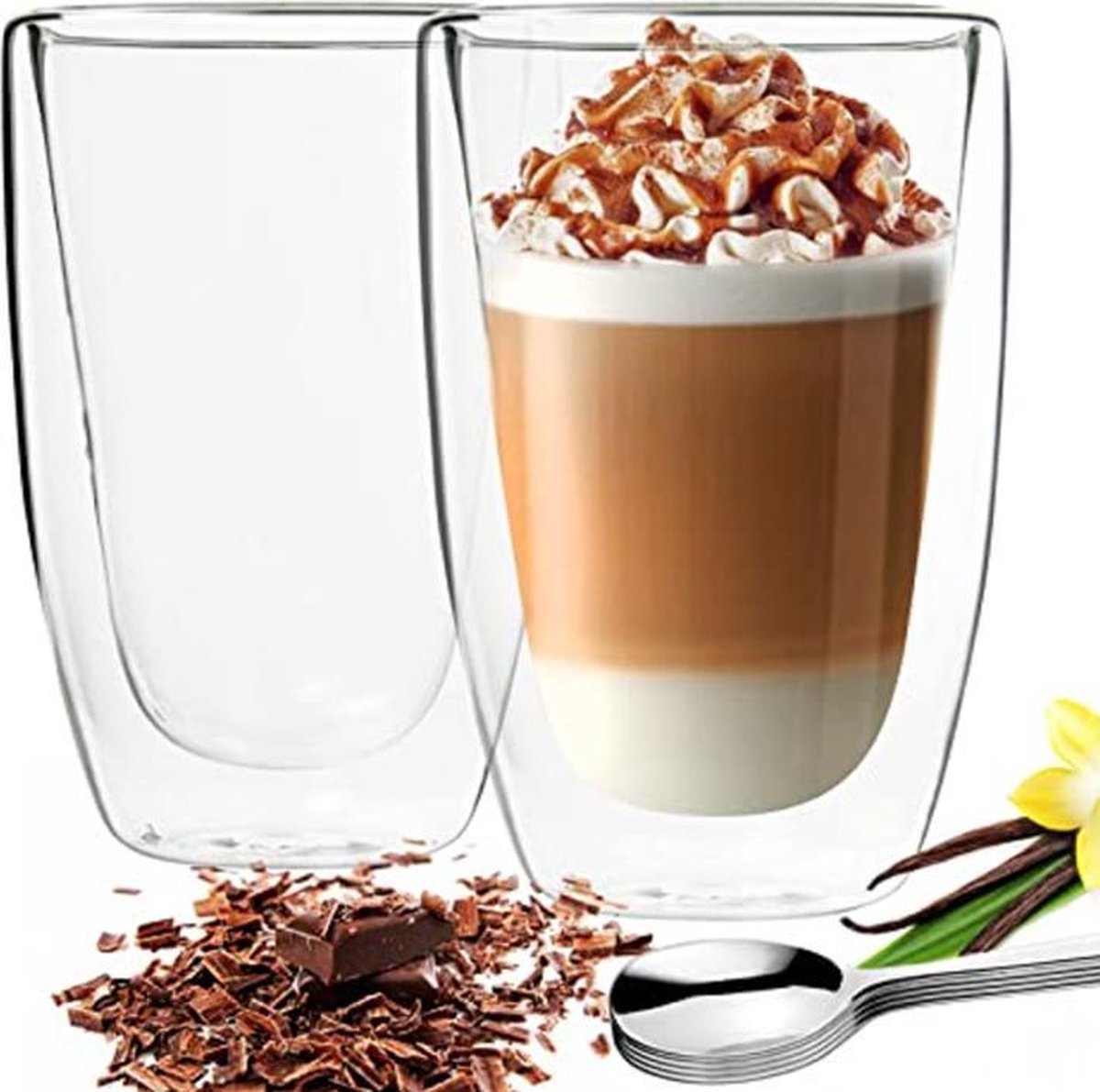 Luxe Latte Macchiato Glazen Dubbelwandig - Dubbelwandige Koffieglazen - Cappuccino... | bol.com