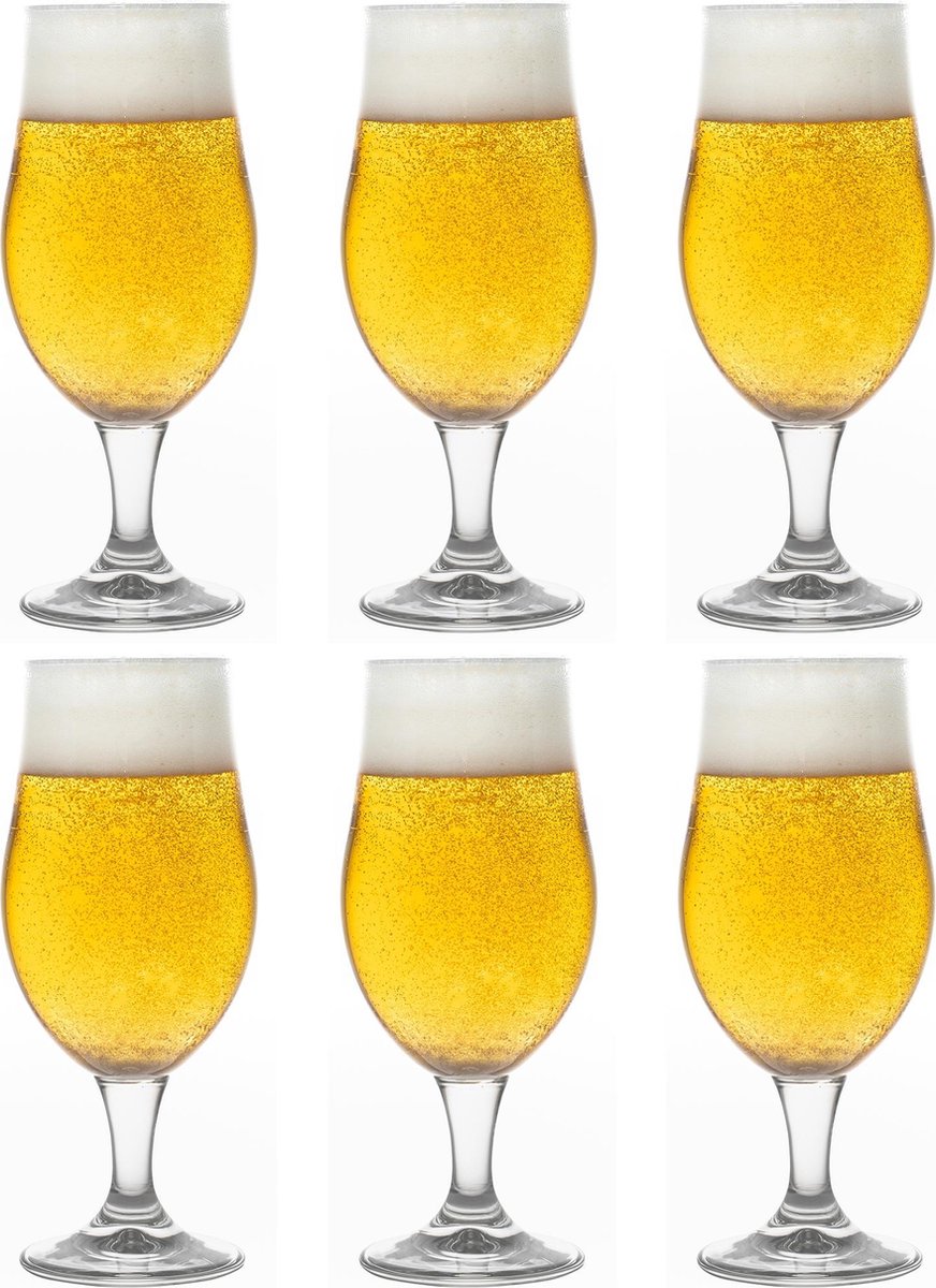 Libbey Bierglas Munique – 490 ml / 49 cl - Set van 6 - Op voet - Functioneel design -... | bol.com