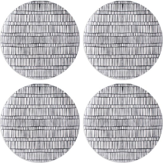 Gusta Fika - Bord - Zwart Wit Strepen - Fence - ø20cm - set 4 stuks ...