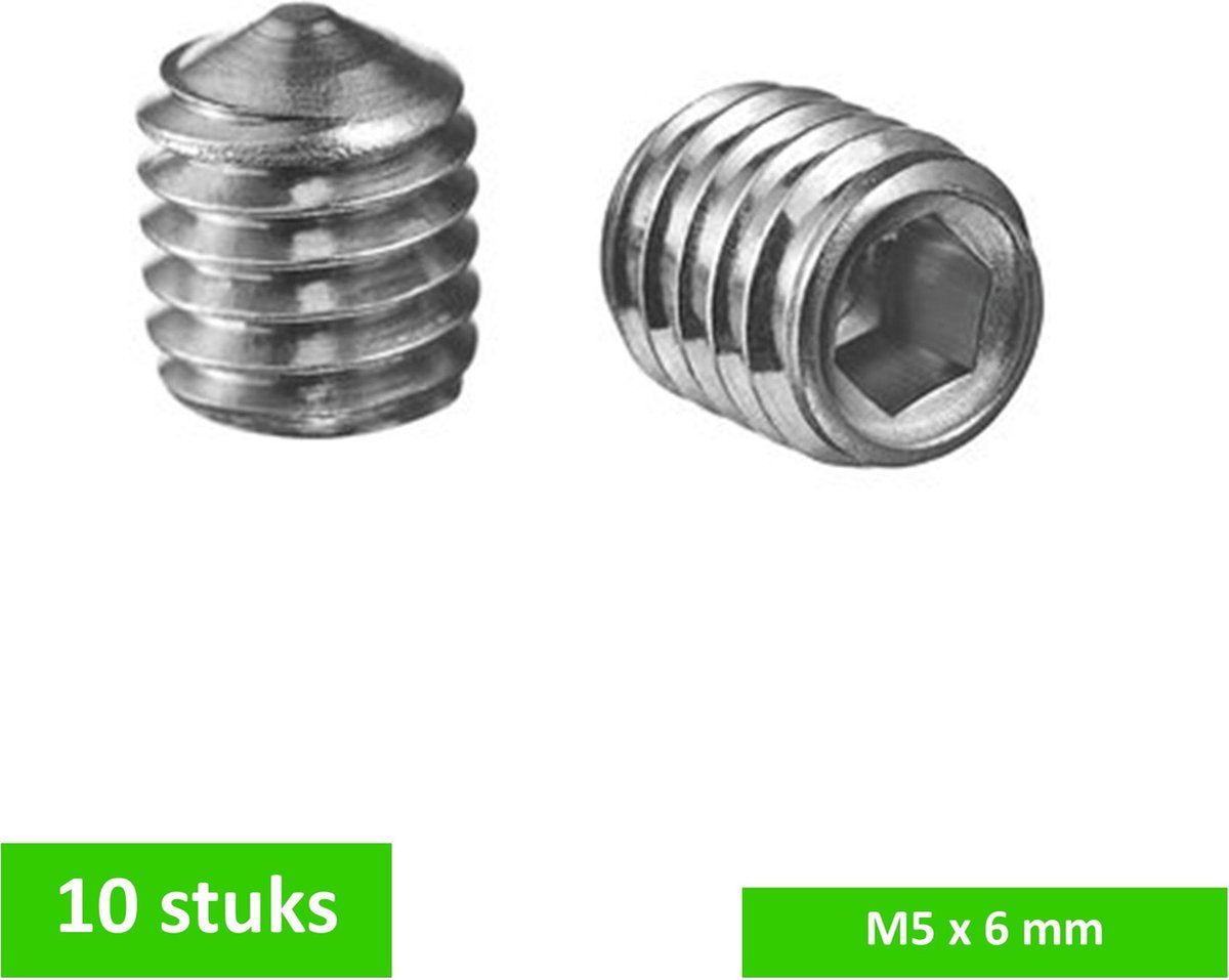 TQ4U borgbout - stelschroef - M5 x 6 mm - inbus - conische kop ...