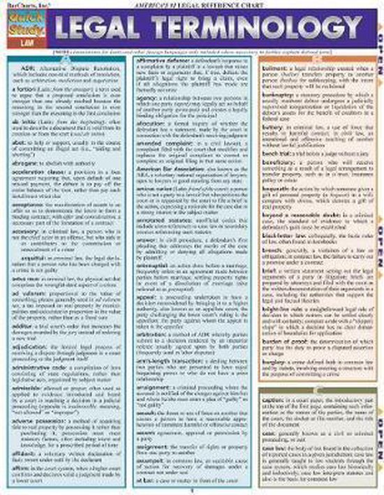 Legal Terminology Quick Reference Guide, Barcharts Inc | 9781423205418 ...