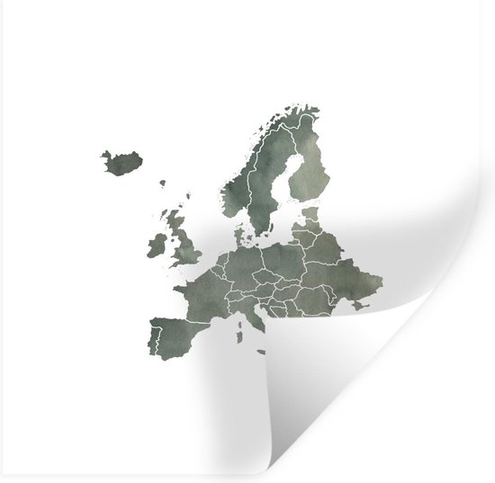 Muurstickers - Sticker Folie - Europa kaart - Waterverf - Grijs - 80x80 ...