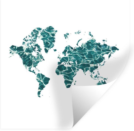 Muurstickers - Sticker Folie - Wereldkaart - Zee - Wit - 80x80 cm ...