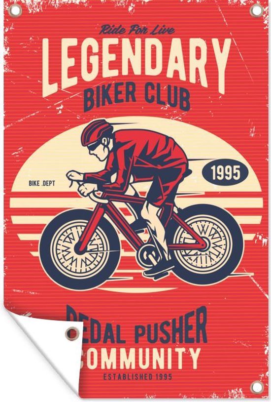 Muurdecoratie Fiets - Wielrenner - Helm - Vintage - 120x180 cm ...