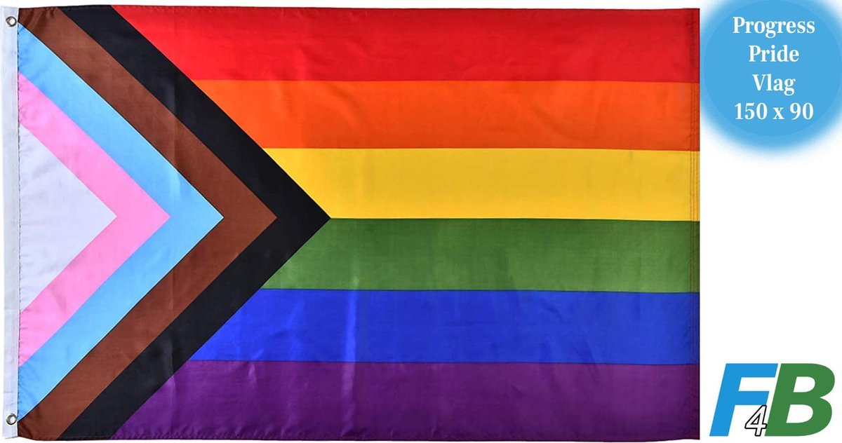F4B Progress Pride Vlag | 150x90 cm | Pride Vlag | LHBTIQ+ | Gay Pride | Progress Flag... | bol.com
