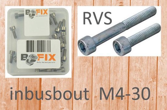 Bofix inbusbout M4x30 RVS (25st) | bol