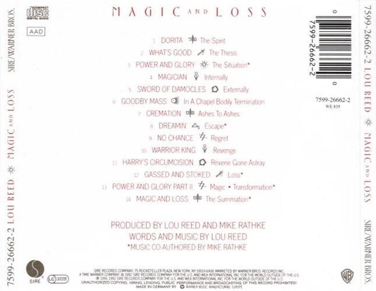 Magic And Loss, Lou Reed | CD (album) | Muziek | bol