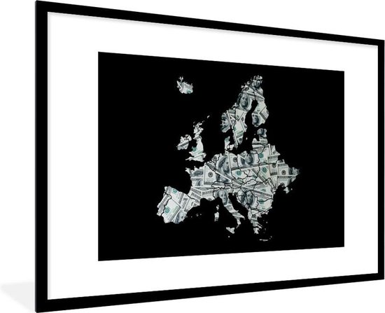 Fotolijst incl. Poster - Kaart - Europa - Geld - 120x80 cm ...