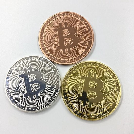 Bitcoin munt goud, zilver, brons - cryptotoken - fysieke munt - 3 ...