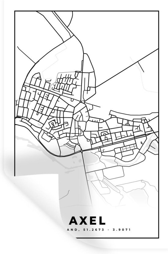 Muurstickers - Sticker Folie - Kaart - Axel - Zwart - Wit - 40x60 cm ...