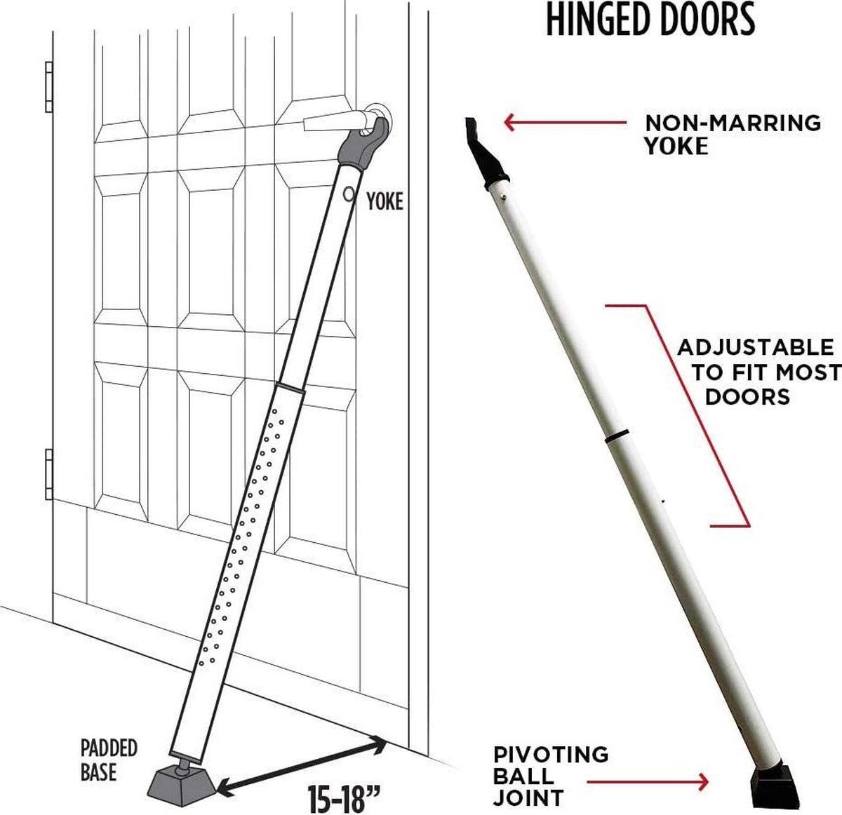 Deur Veiligheidsslot - Deurstang Slot Anti-Inbraak - 2in1 Dubbele ...
