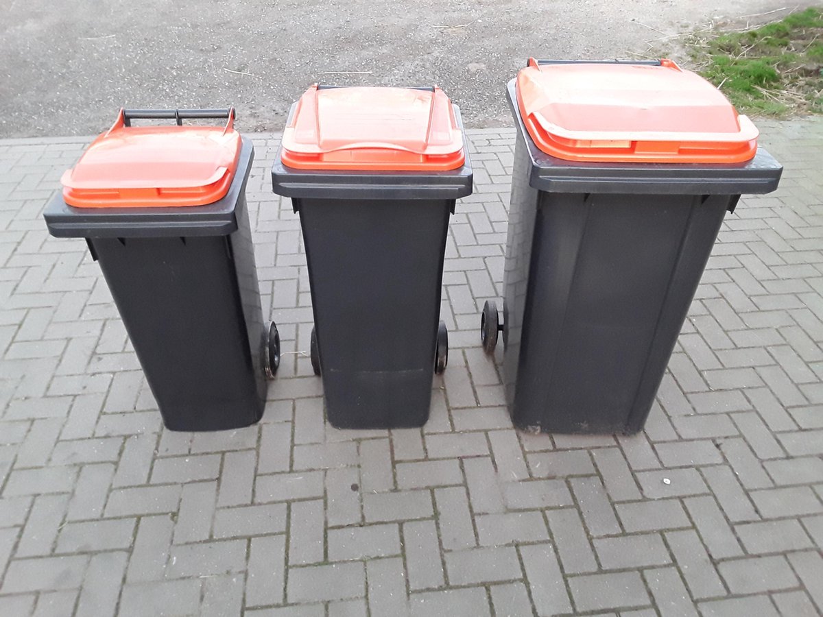 80 liter container zwart met oranje deksel | bol.com