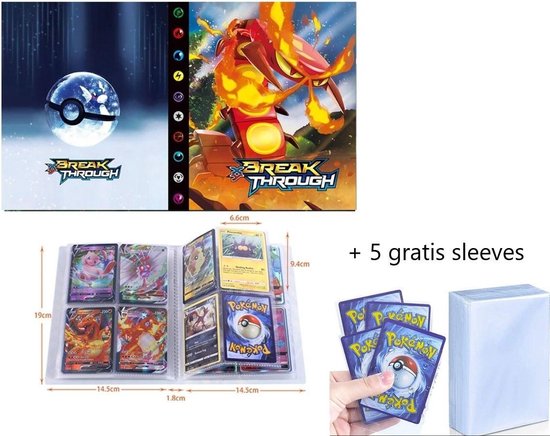 Verzamelmap + 5 gratis sleeves – Geschikt Voor pokemon kaarten – 240 ...