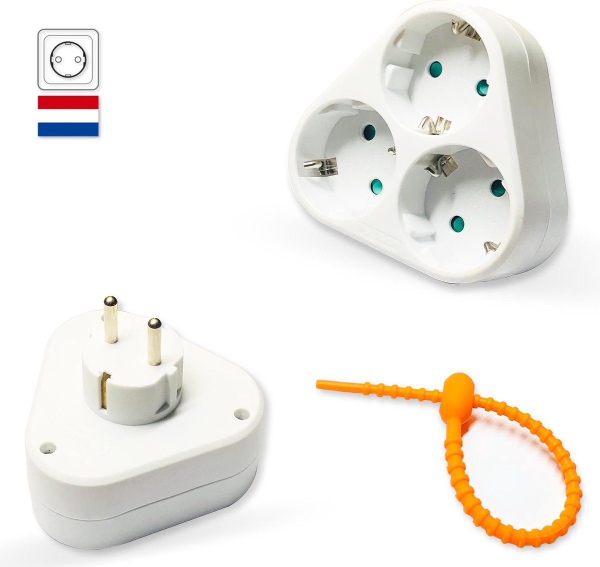 Colorful Sun® Stopcontact splitter - Verloopstekker 3 voudig wit - Met ...