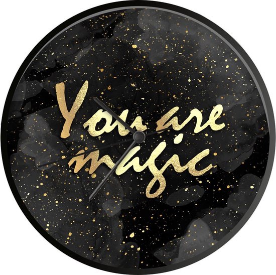Klok Ø 30 Cm Quotes Magic Goud Zwart Zwart Wandklok