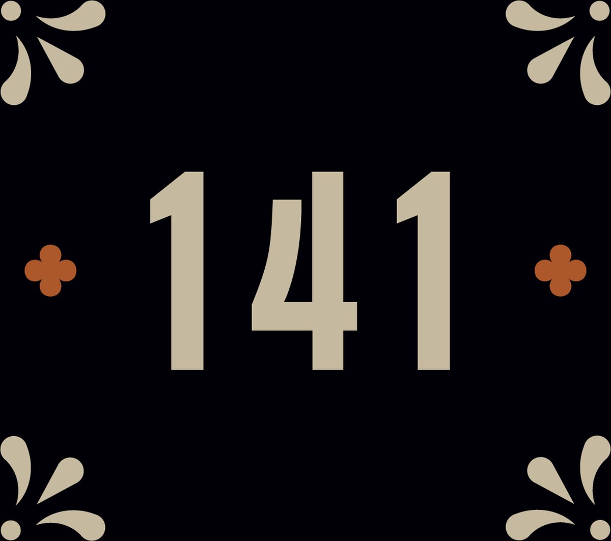 Huisnummerbord nummer 141 | Huisnummer 141 |Zwart huisnummerbordje ...