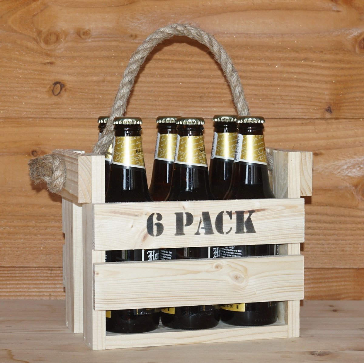 Sfeer7 - houten bierkrat - 6 pack - relatiegeschenk - cadeau - kerst | bol