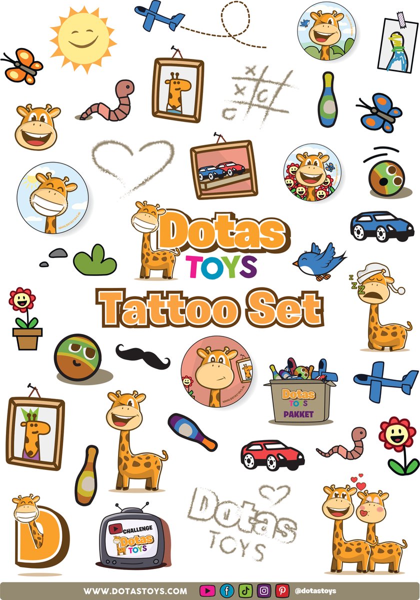 DotasToys Kinder tattoo - Plak Tattoos Kinderen - Kindertattoo - A4 | bol
