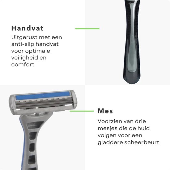 Cheqo® Scheermesjes voor Heren - Houder + 21 Mesjes - Scheermes - 3 ...