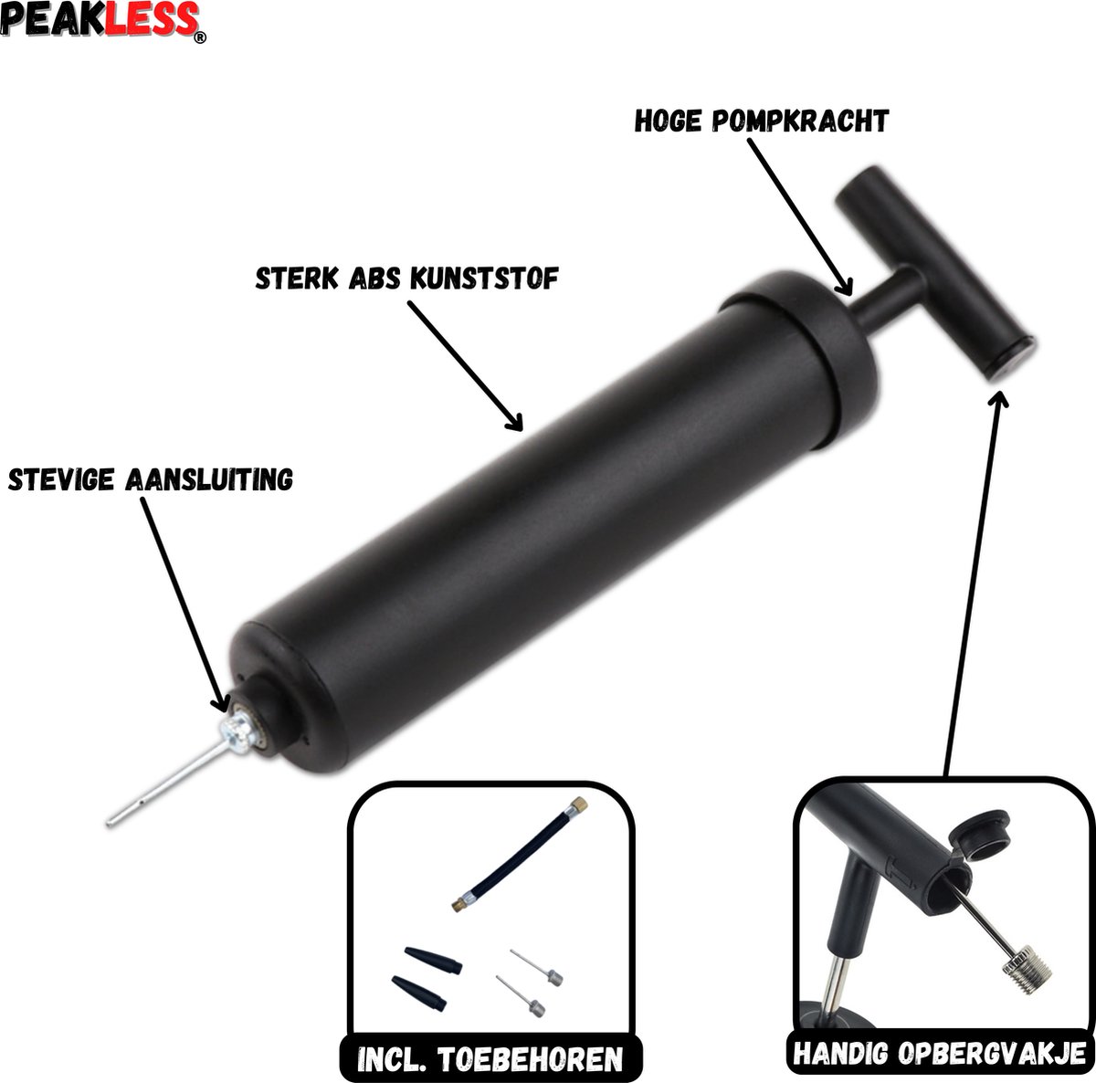 Peakless® Ballenpomp - Voetbalpomp met Extra Naald - Pomp Universeel ...
