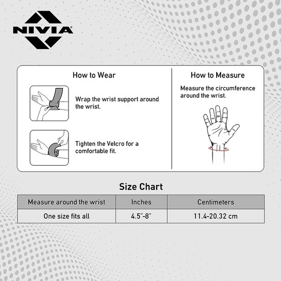 NIVIA Orthopedische Polsversteviger (Zwart, Vrije Maat – Verstelbaar ...