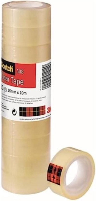 Plakband transparant PP, 15 mm x 10 m, 10 rollen | bol