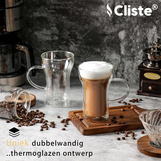 Dubbelwandige Koffieglazen en Bierglazen Met Oor - Latte Macchiato Glazen - Bierglas -... | bol
