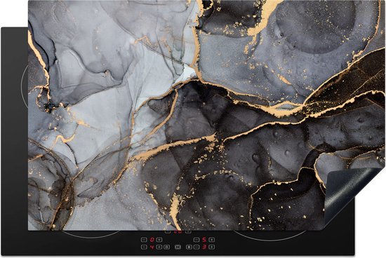 KitchenYeah® Inductie beschermer 81.2x52 cm - Marmer print look - Goud ...