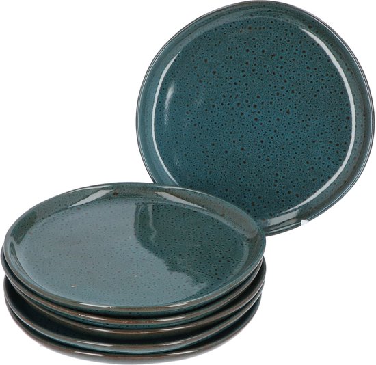 6 stuks Ontbijtborden Jade Groen - Reactive Glazing Aardewerk | bol