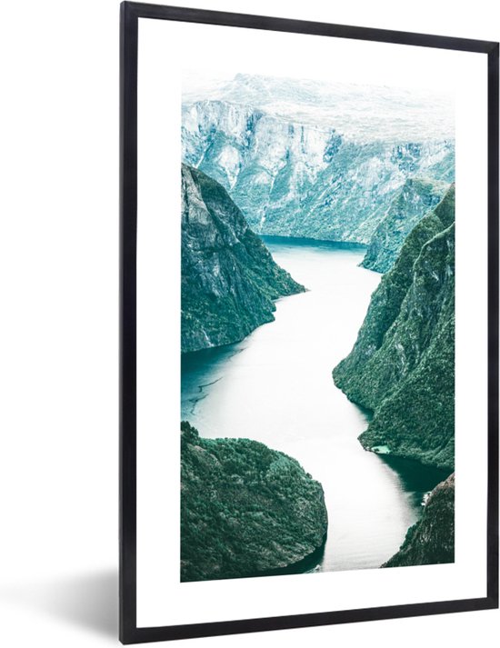 FrameYourWall® - Fotolijst met poster 80x120 - Rivier - Bergen ...