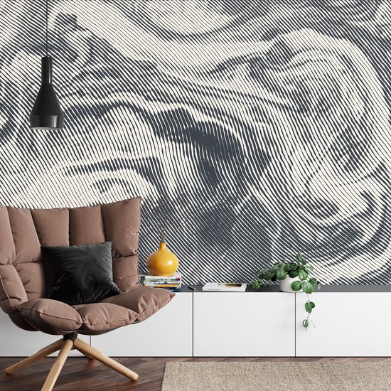 Fotobehang Abstract Halftone Background, Retro Engraving Style ...