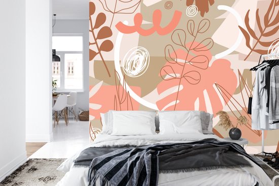 Fotobehang Contemporary Collage Seamless Pattern. Terracotta Abstract ...