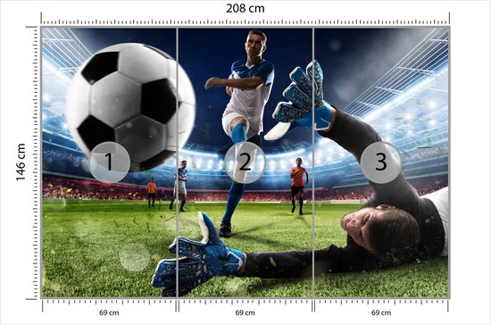 Fotobehang Voetballer Die Een Doel Schiet | bol