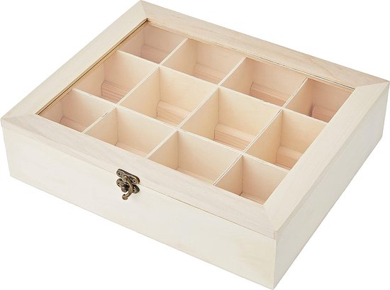 Theedoos 12 vaks - Theedoos Hout - Thee - Theedoos Glas - Opbergdoos ...