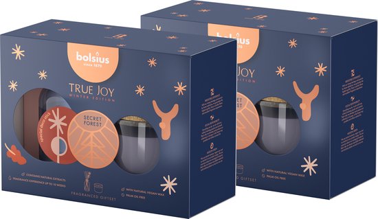 Bolsius - 2 x Giftset - Geurstokjes & Geurglas - True Joy - Secret Forest | bol