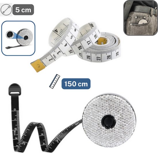 1 ZWARTE LINTMETER met ZILVER STRASS, in Doosje met Automatische... | bol