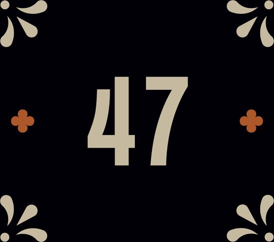 Huisnummerbord nummer 47 | Huisnummer 47 |Zwart huisnummerbordje Dibond ...