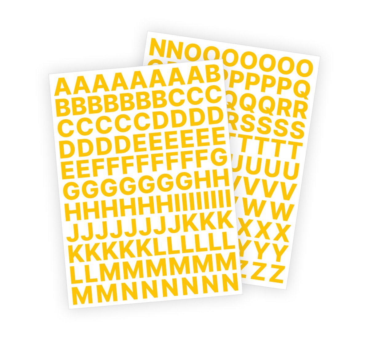 Letter stickers / Plakletters - Stickervellen Set - Geel - 2cm hoog ...