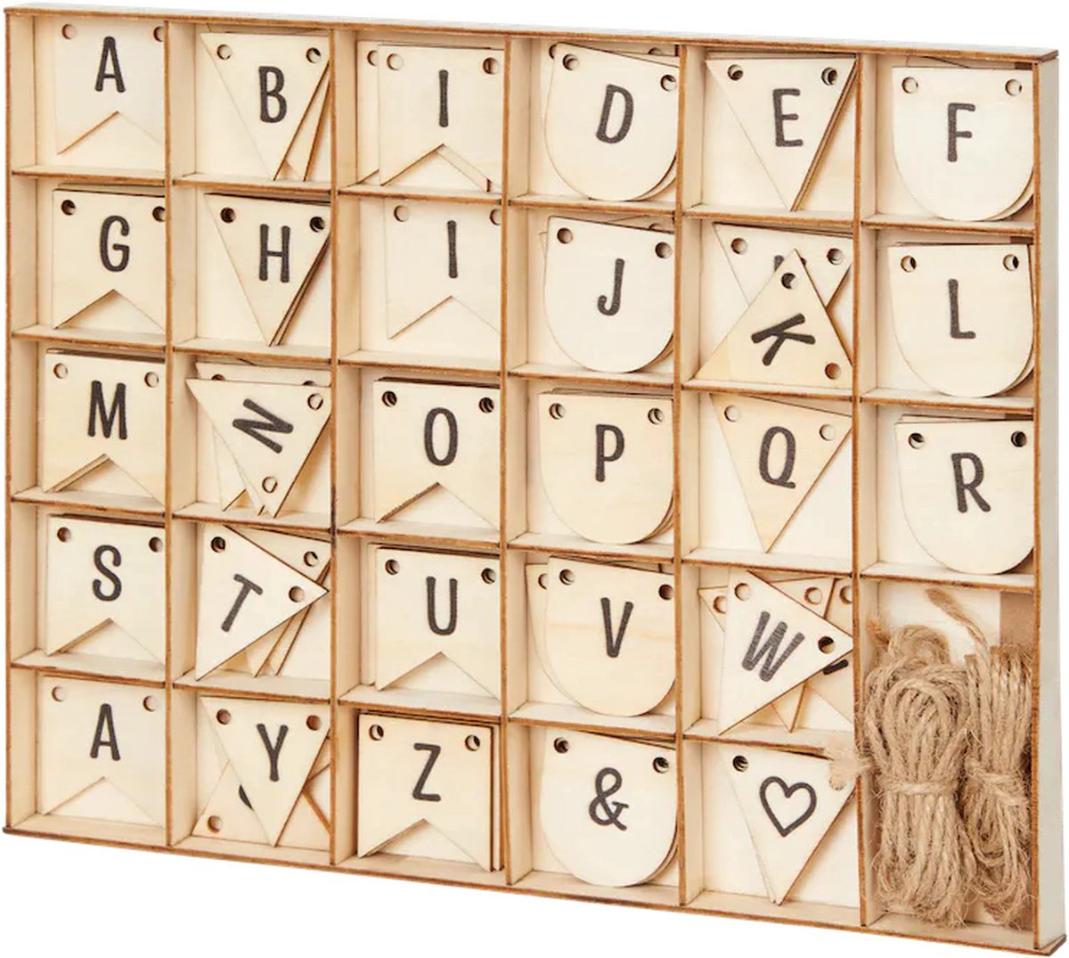 Houten Letterbak met Letters - 84-delig - Houten Alfabet Letters ...