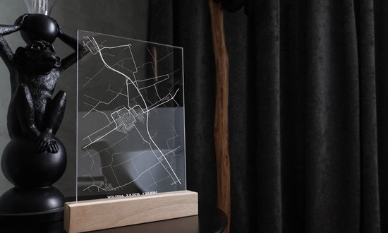 Wolvega kaart op plexiglas | poster van je stad - vensterbankdecoratie - wanddecoratie | bol.com