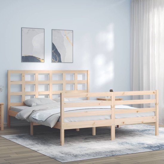The Living Store Massief grenenhouten Bedframe - 160x200 cm - Multiplex ...
