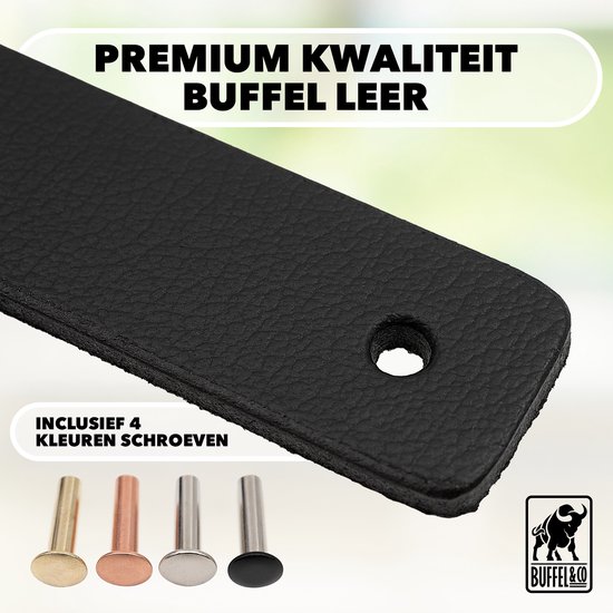 Buffel&Co leren handgrepen - Zwart - Meubelgrepen keuken - Handvaten ...