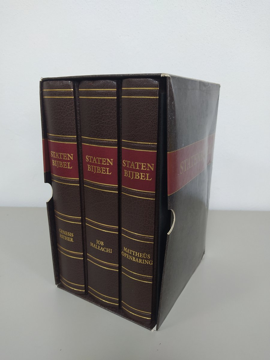 Bijbel Statenvertaling met kanttekeningen 3 delen bruin, Cm 17X24 ...