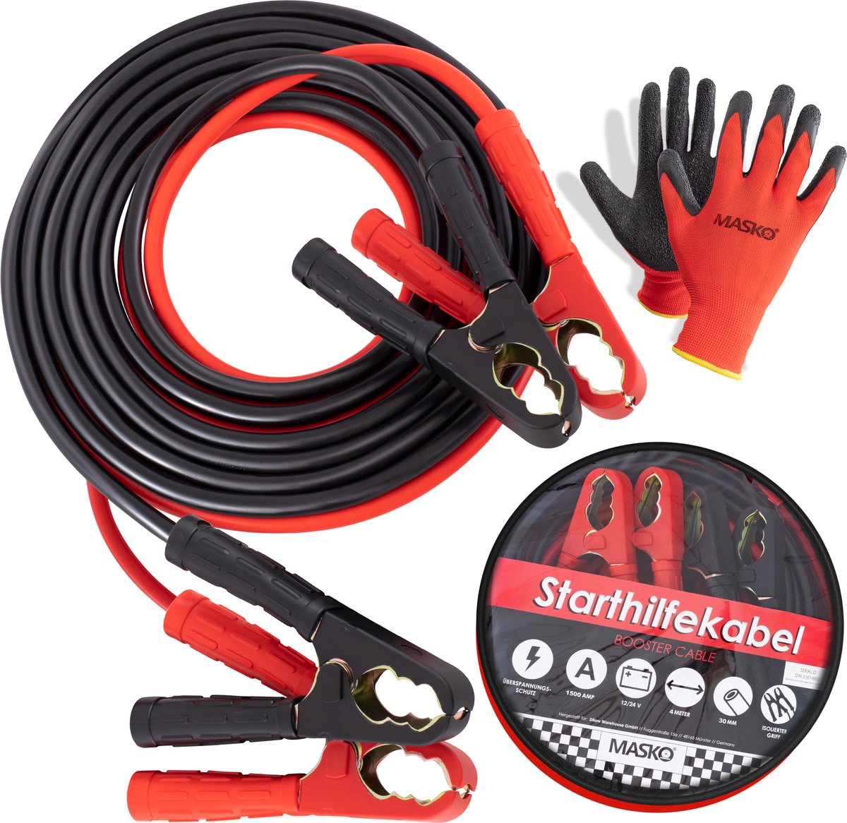MASKO® startkabel voor benzine- en dieselmotoren, 6/12/24 volt. auto ...
