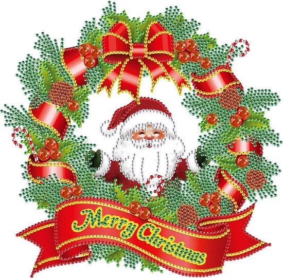 Diamond Painting Kerst sticker groot Kerstkrans 03 (22cm) | bol