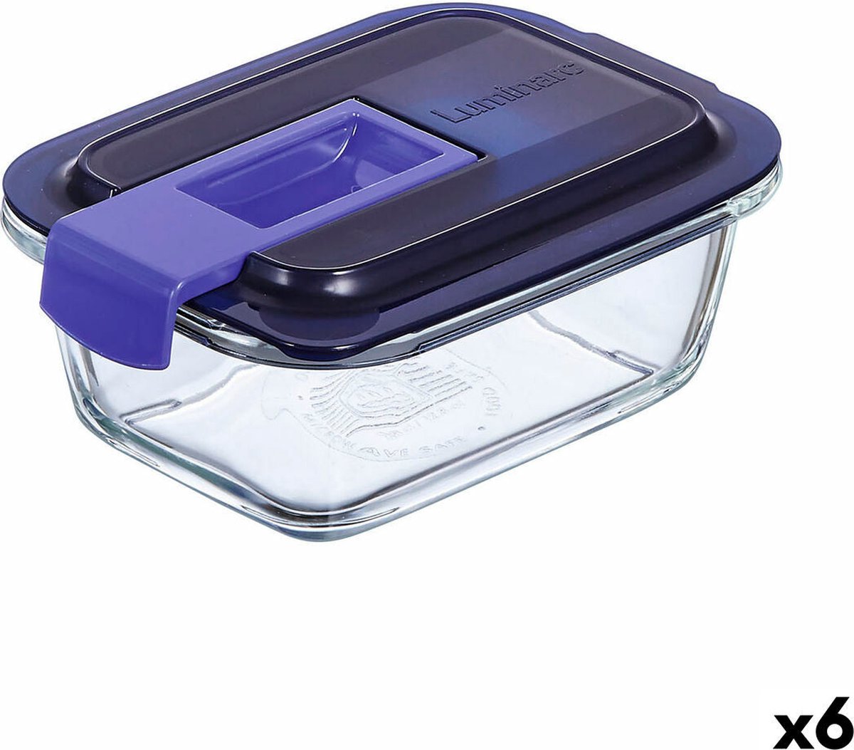 Hermetische Lunchtrommel Luminarc Easy Box Blauw Glas (380 ml) (6 Stuks ...