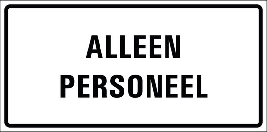 Alleen personeel tekststicker 300 x 150 mm | bol