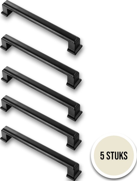 Handgreep Zwart RVS ''Amsterdam'' - 5 stuks - 128 mm – Handgrepen kast ...